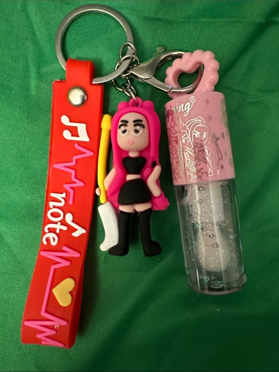 Accessories | Fashion Keychain With Red Note Strap And Glitter Lip ...